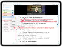 How do I sync a transcript with the video of a deposition and edit clips?