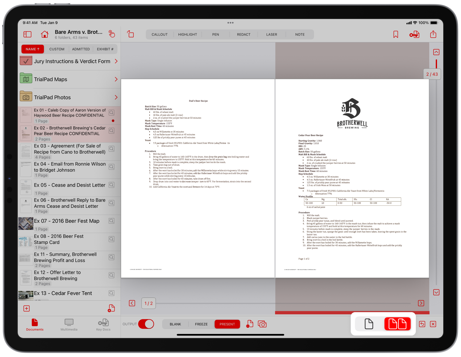 Presenting Evidence with TrialPad